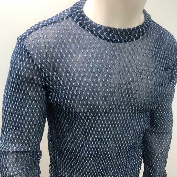 Shirts | Ocean Blue Fishnet Sheer Long Sleeves Tshirt | Poshmark